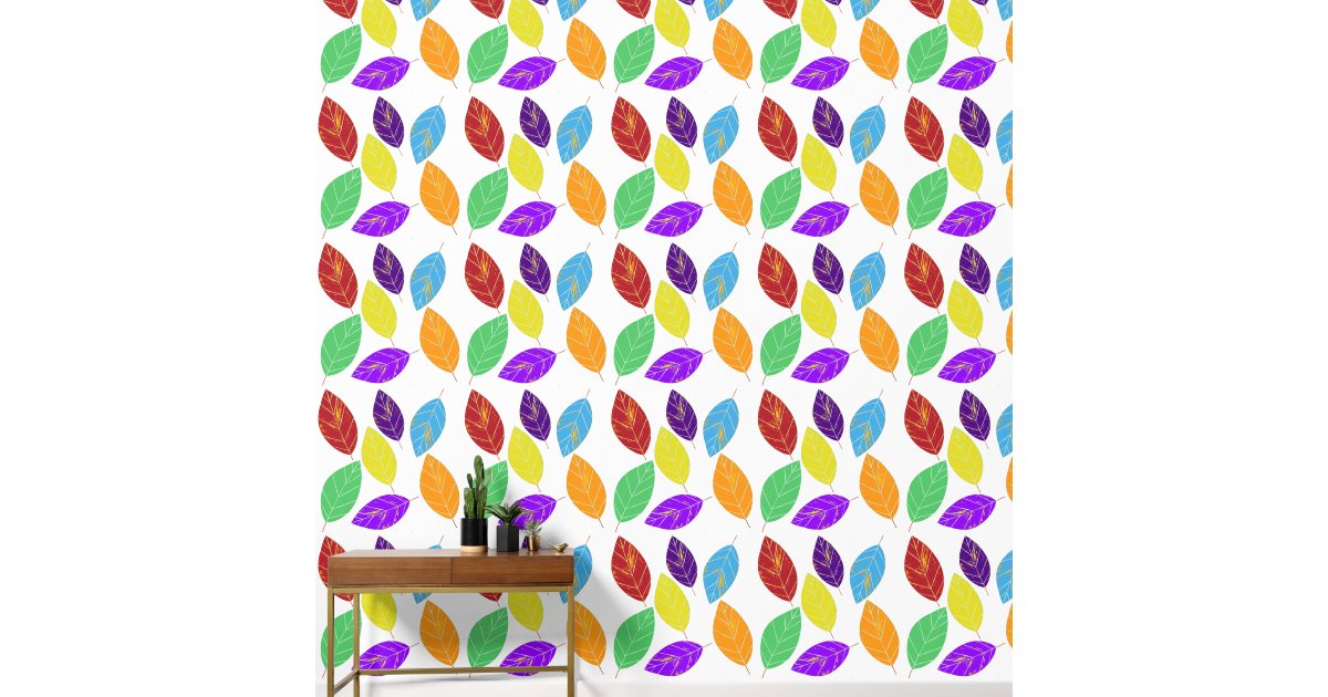 Whimsical Flying Fall Leaves Wallpaper | Zazzle
