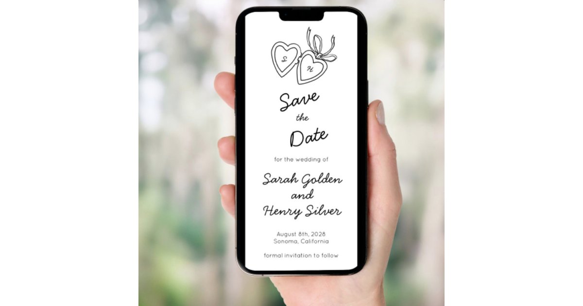 Whimsical Heart Locket Doodle Sketch Digital STD Invitation | Zazzle