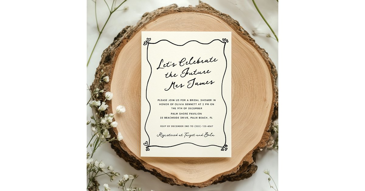 Whimsical Quirky Hand Drawn Bridal Shower Invitation | Zazzle