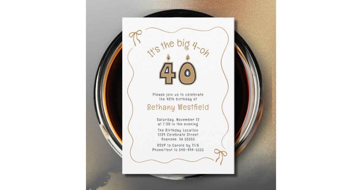 Whimsical Quirky Wavy Border 40th Birthday Invitation | Zazzle
