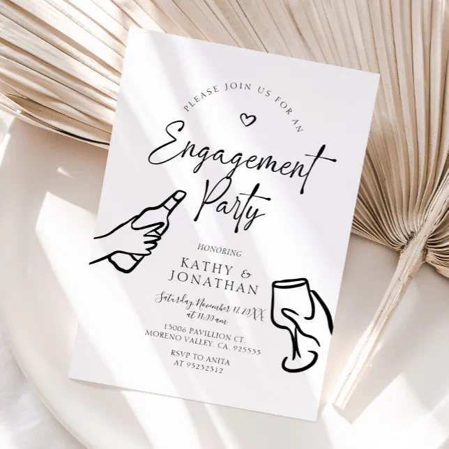 Whimsical Scribble Hand Drawn Engagement Party Invitation | Zazzle