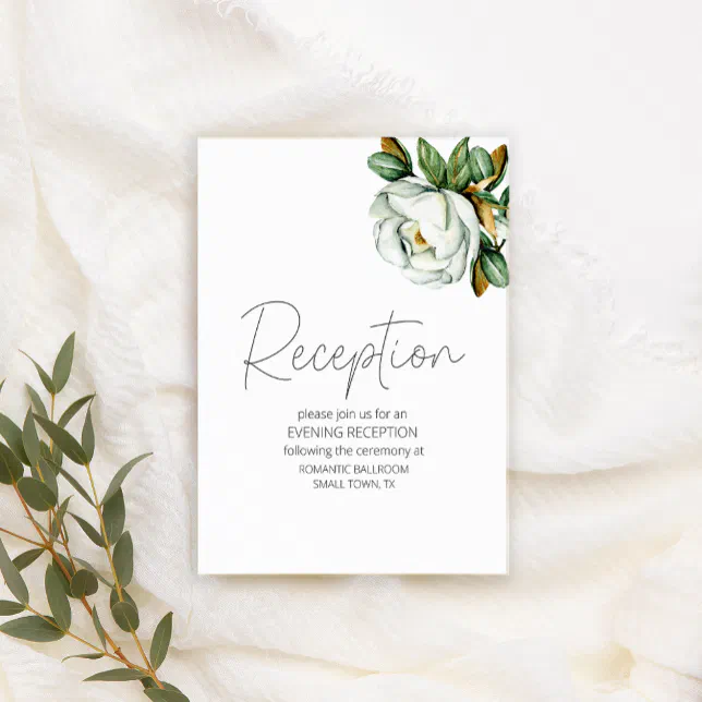 White Magnolia Rustic Floral Wedding Enclosure Card | Zazzle