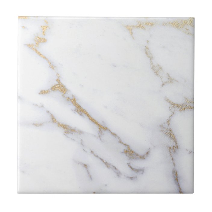 White Marble Gold Glitter Modern Elegant Premium Ceramic Tile | Zazzle ...