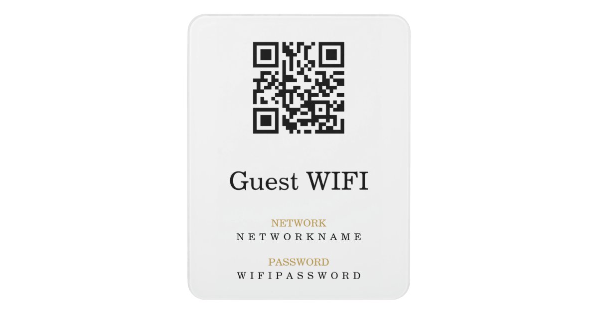 Wifi Password and Network Personalised QR Code Door Sign | Zazzle