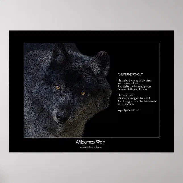 WILDERNESS WOLF Wildlife Supporter Poster w poem | Zazzle