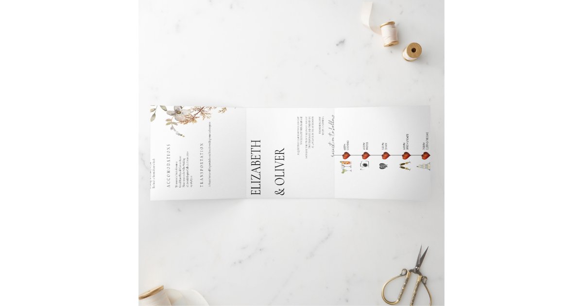 Wildflower Floral Wedding Tri-Fold Invitation | Zazzle