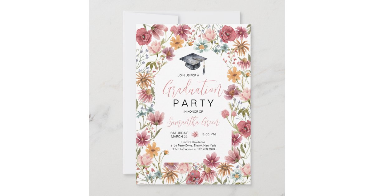 Wildflower Graduation Party Invitation | Zazzle