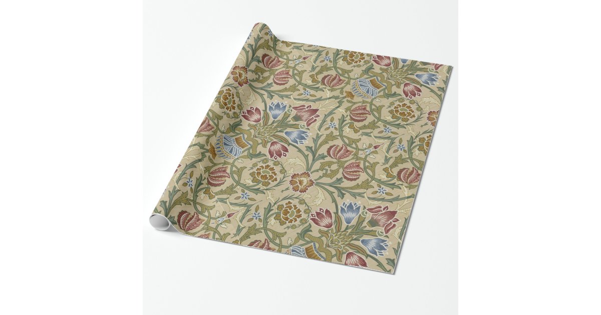 William Morris Brocade Floral Pattern Wrapping Paper | Zazzle