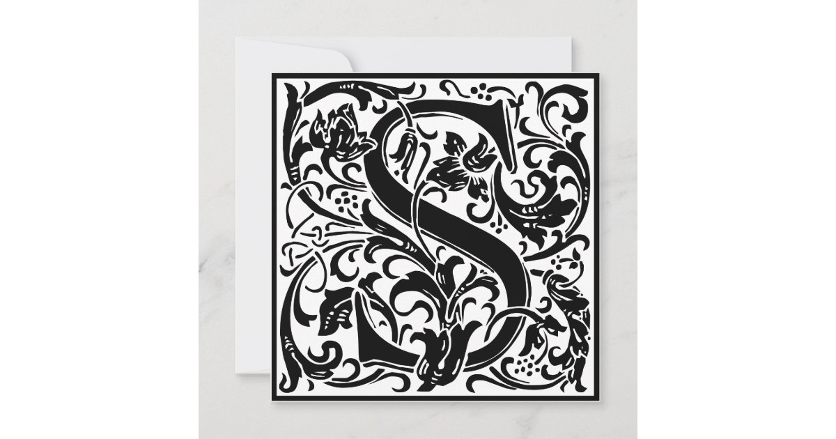 William Morris Floral Alphabet Monogram Letter S Invitation | Zazzle