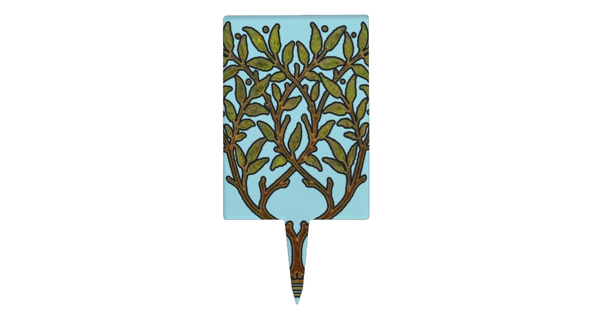 William Morris Tree Frieze Floral Wallpaper Cake Toppers | Zazzle