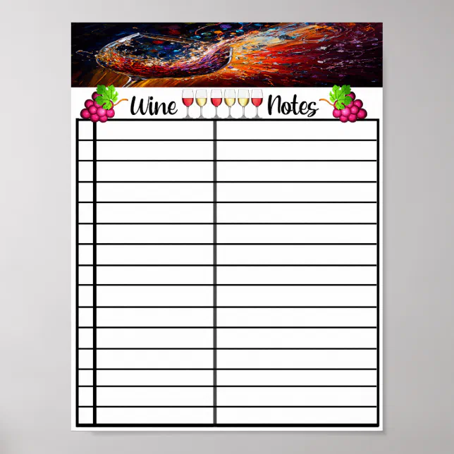 Wine List Get Organised Poster | Zazzle