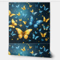 Wings of Joy: Blue and Yellow Flying Butterflies, Wallpaper | Zazzle