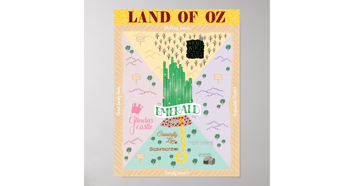 Wizard of Oz Map Poster | Zazzle