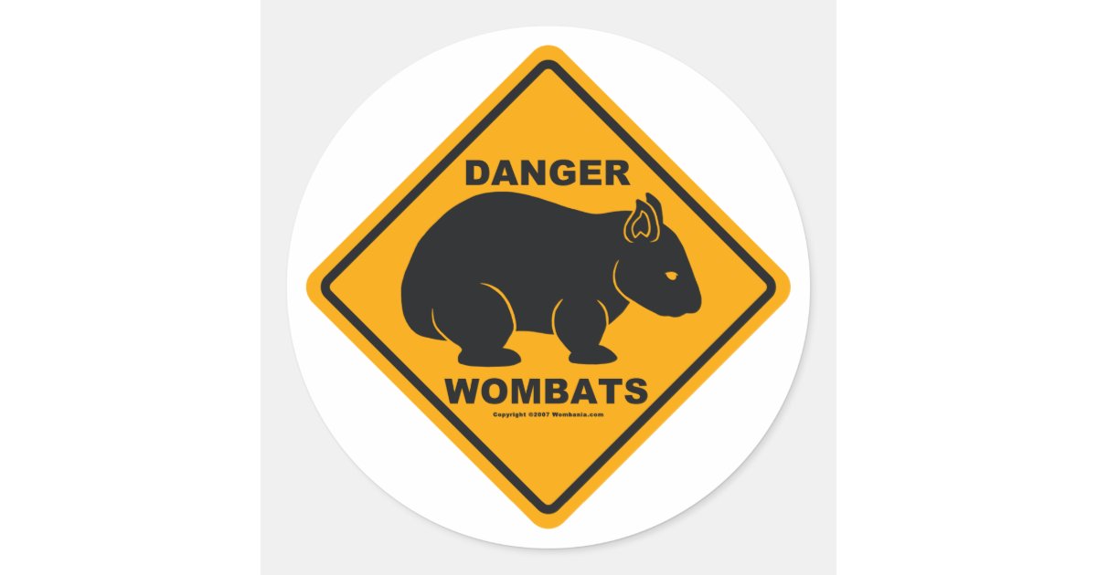 Wombat Danger Road Sign Classic Round Sticker | Zazzle