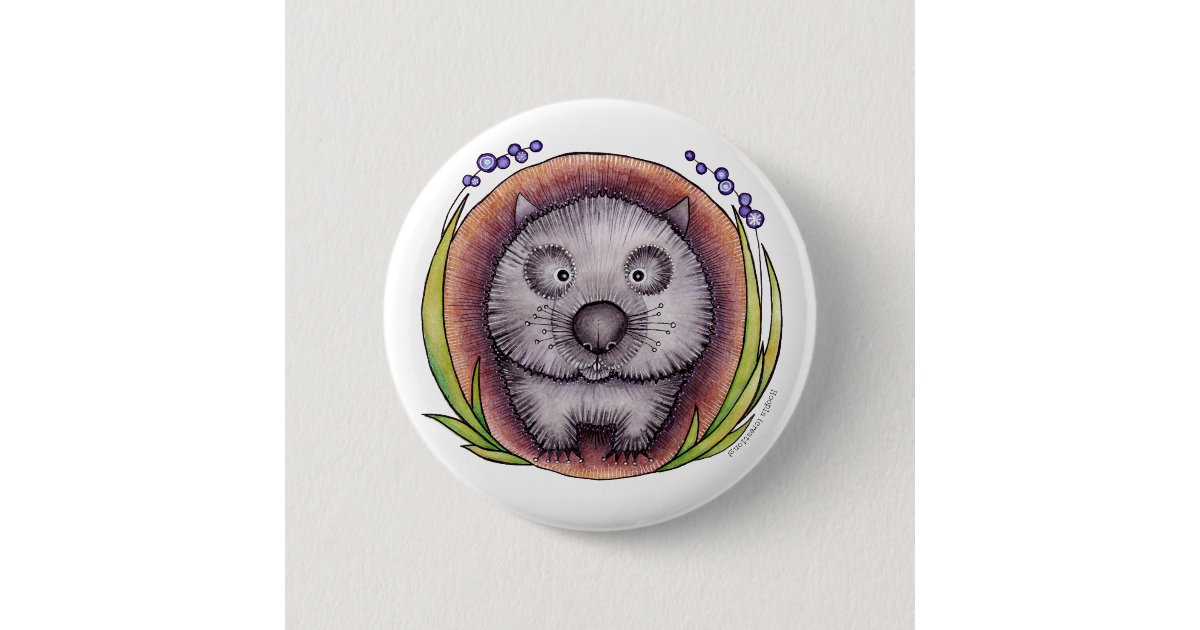 'Wombie' the wombat button badge | Zazzle