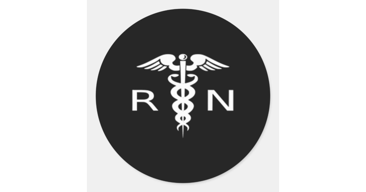 Womens RN Caduceus Symbol Logo Classic Round Sticker | Zazzle