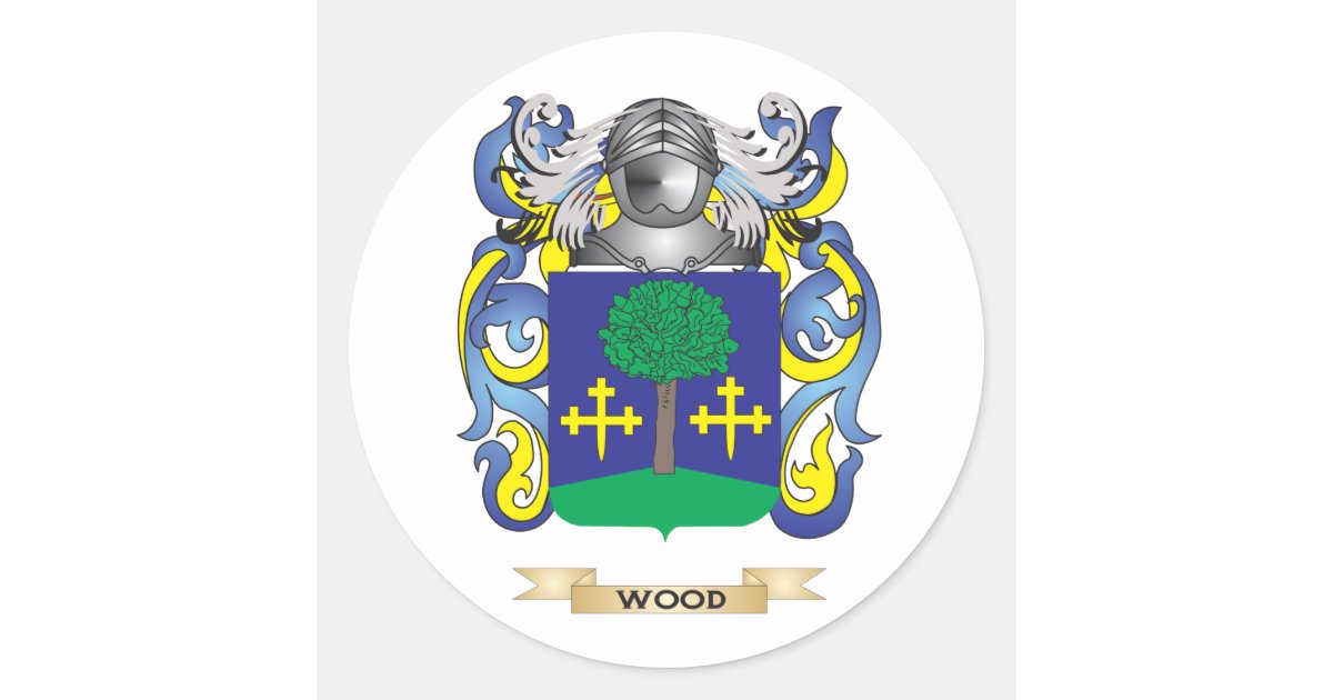 Wood Family Crest (Coat of Arms) Classic Round Sticker | Zazzle