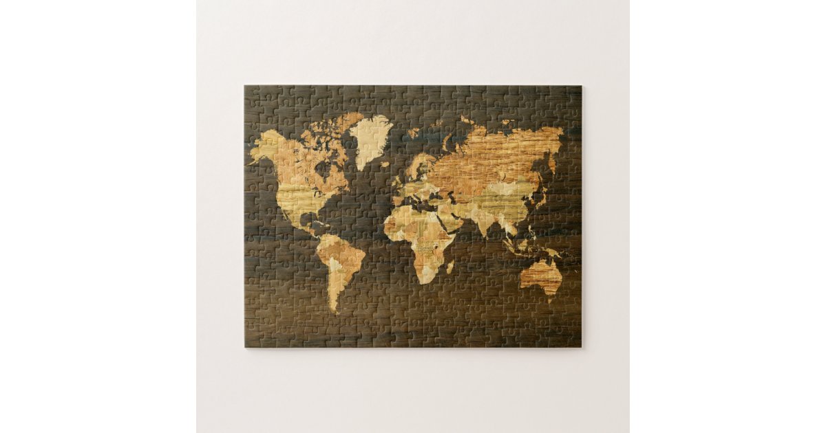 Wooden World Map Jigsaw Puzzle | Zazzle