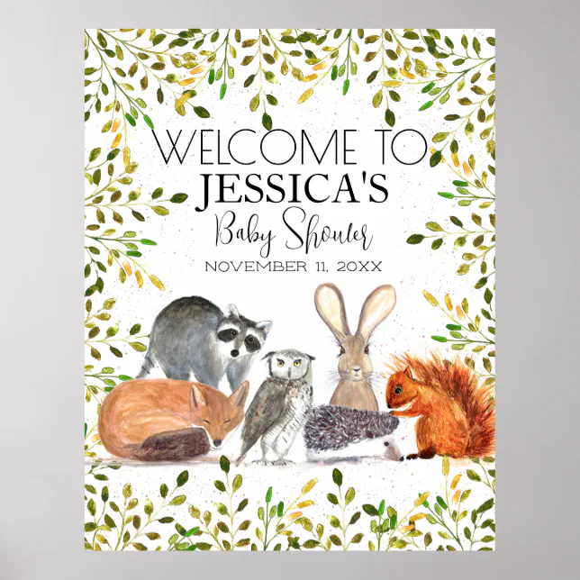 Woodland Animals Baby Shower Welcome Sign | Zazzle