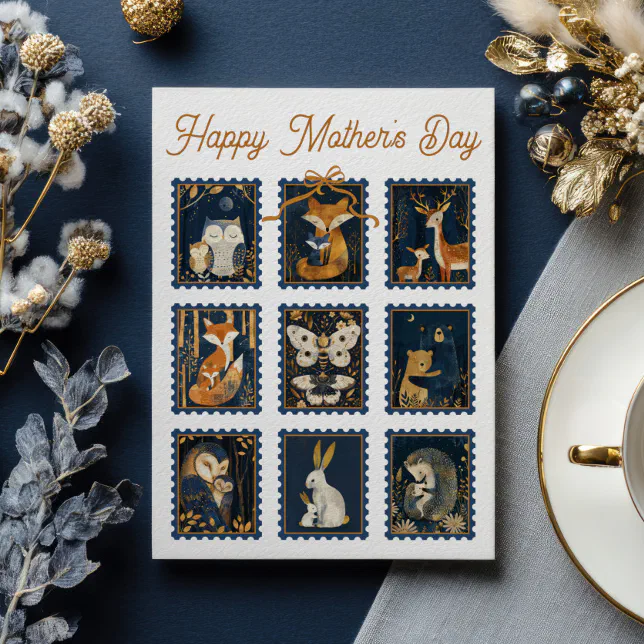 Woodland Animals Stamp Pack Happy Mother's Day Card | Zazzle