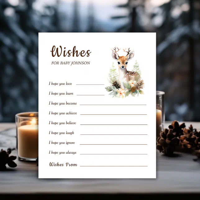 Woodland Deer Baby Shower Game Wishes For Baby | Zazzle