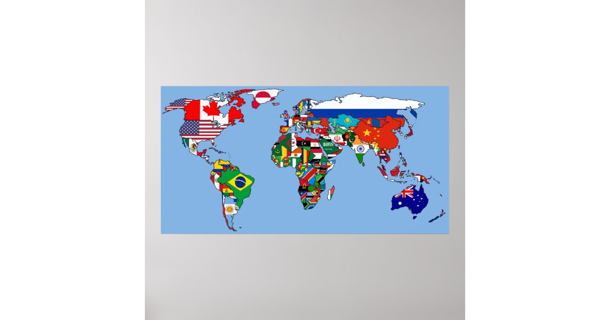 World Flag Map Poster | Zazzle