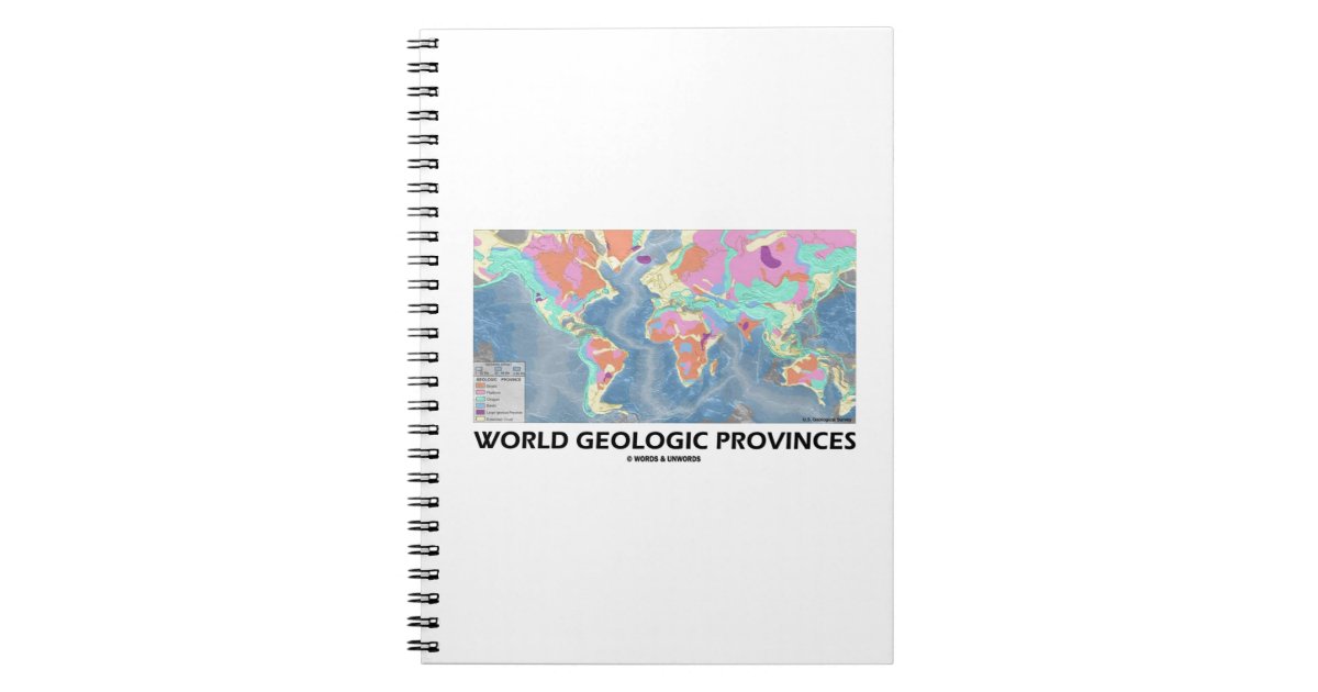 World Geologic Provinces (World Map Geology) Notebook | Zazzle