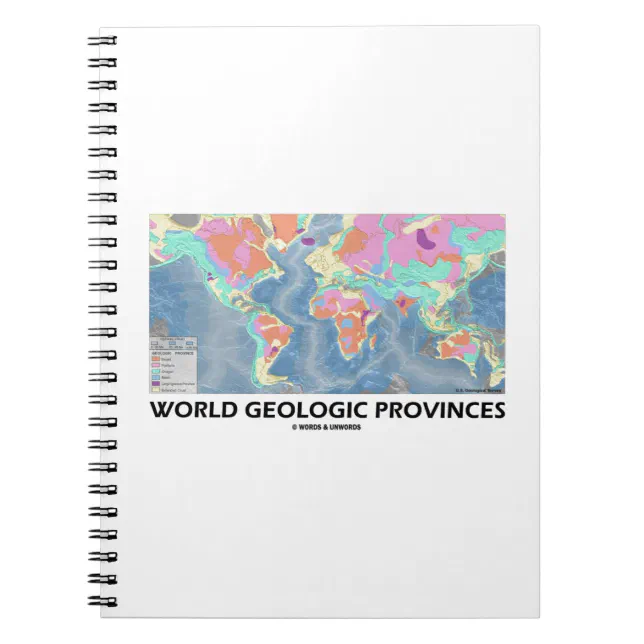 World Geologic Provinces (World Map Geology) Notebook | Zazzle