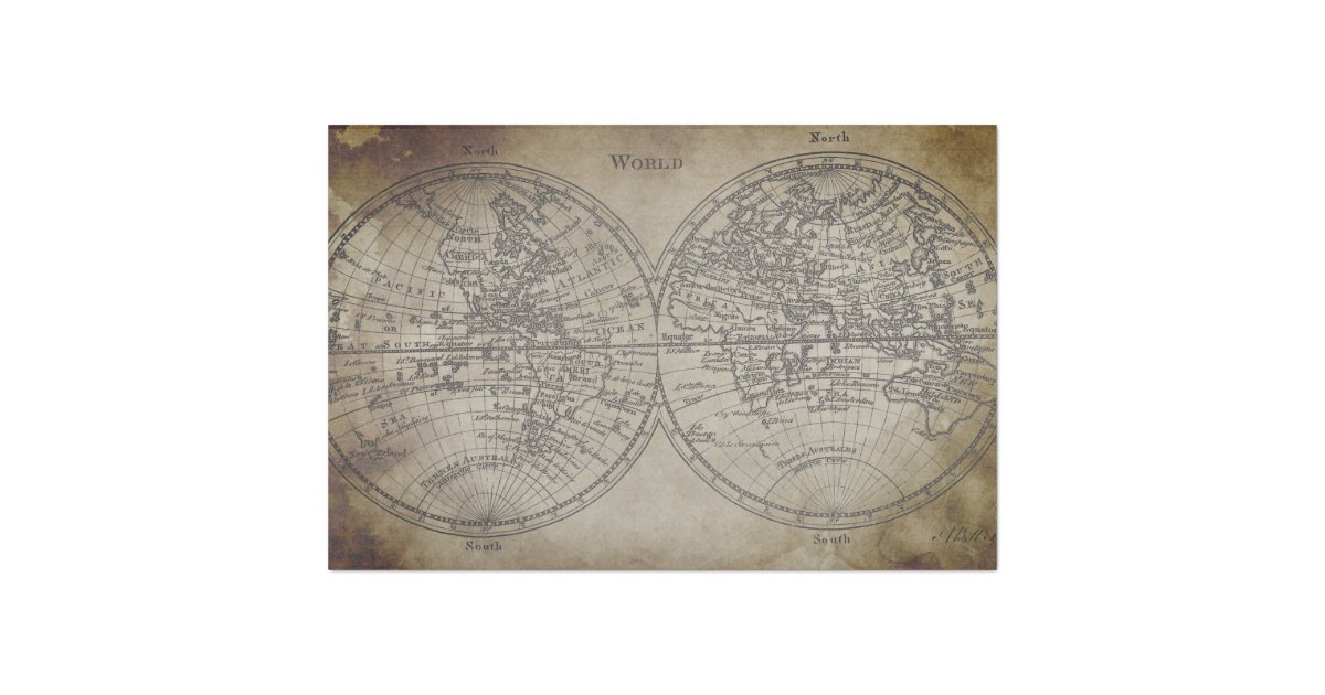 World Map Decoupage Paper | Zazzle