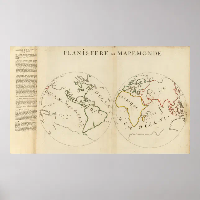 World Map in 4 Parts Poster | Zazzle