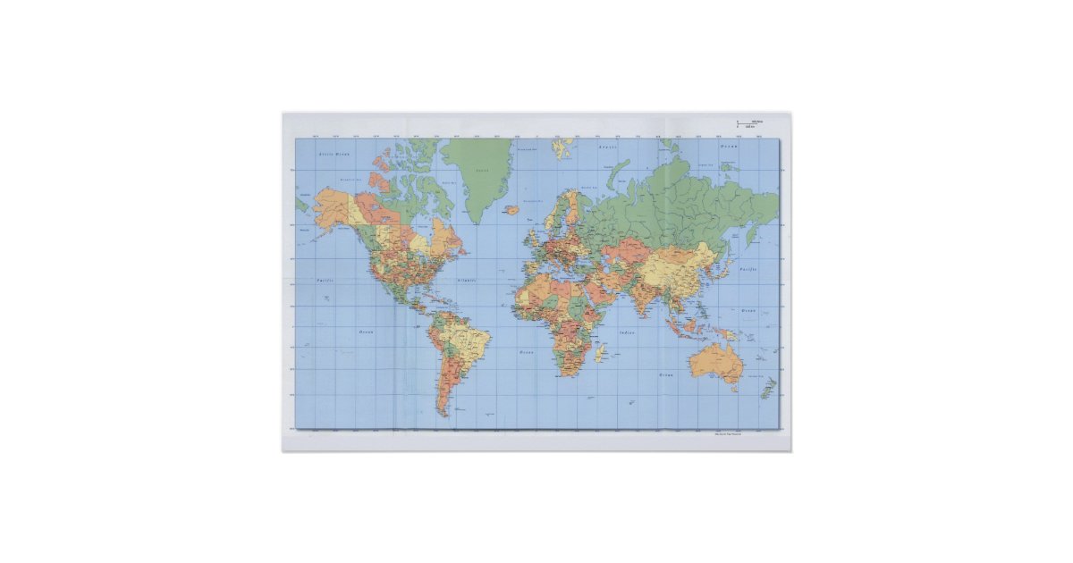 World Maps, Printed Map Poster | Zazzle