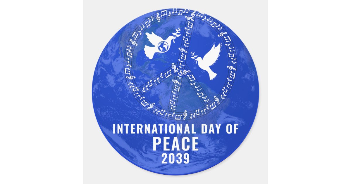 World Peace Dove Peace on Earth Day Logo QR Code Classic Round Sticker ...