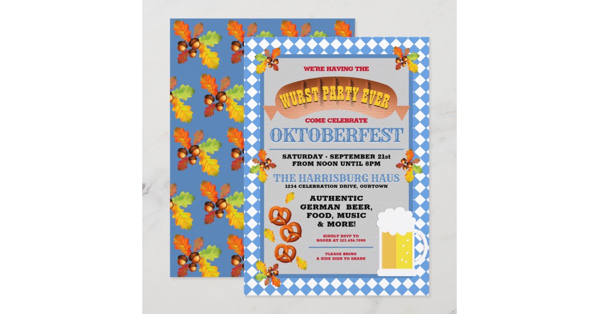 Wurst Party Ever Funny Oktoberfest Invitation | Zazzle