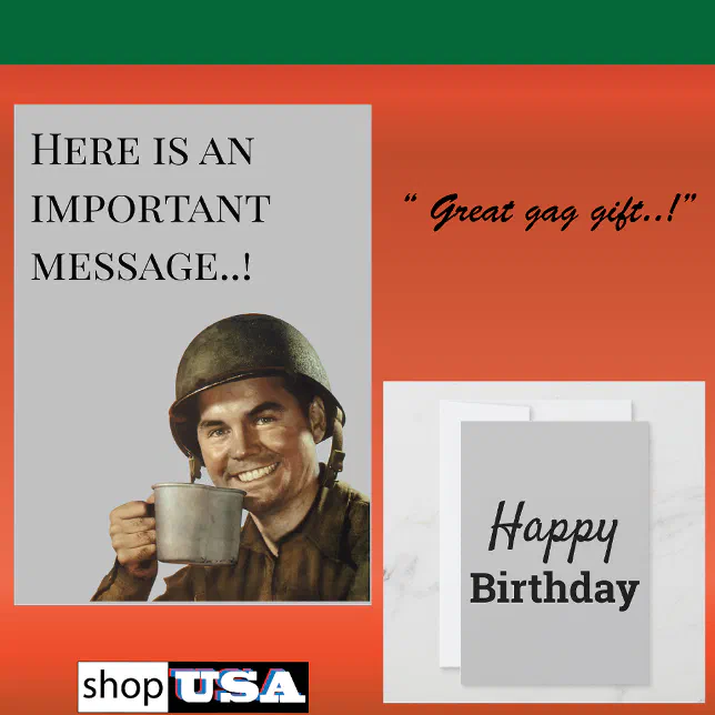 WW2 Army Guy ️ Funny Military Birthday Invitation | Zazzle