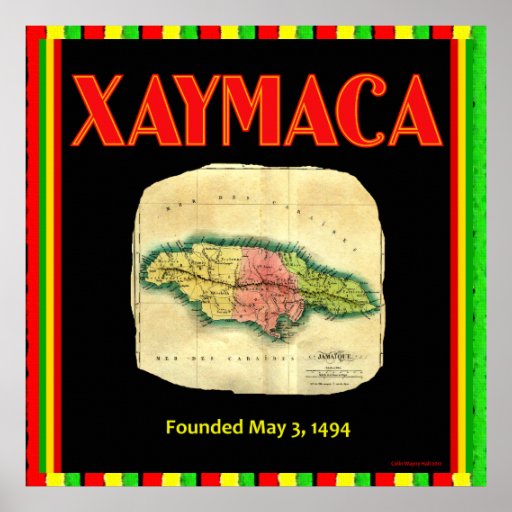 Xaymaca, founded 1494 Vintage Jamaica Map on Canva | Zazzle