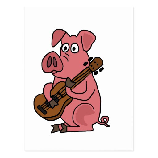 XX- Funny Pig Playing Guitar Cartoon | Zazzle