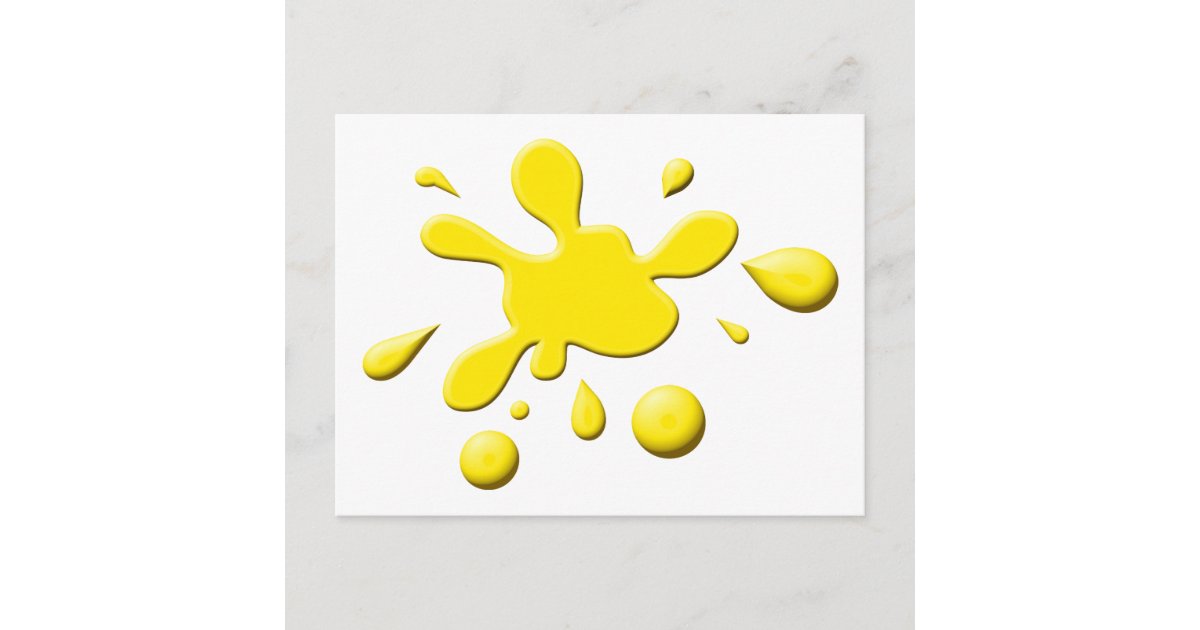 Yellow Paint Splodge Postcard | Zazzle