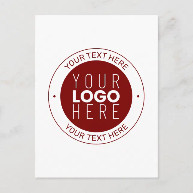 Your Logo & Customisable Text | Deep Red/DIY Colou Postcard | Zazzle