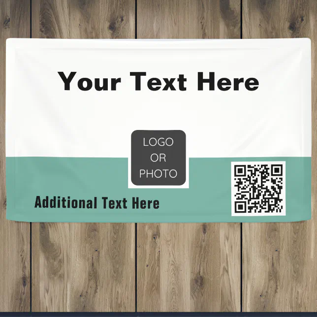 Your Logo QR code Simple Minimal Business Banner | Zazzle