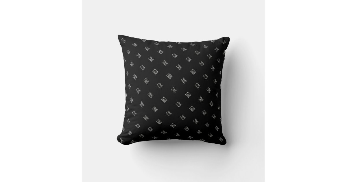 Your Logo Simple Repeating Logo Pattern | Black Cushion | Zazzle