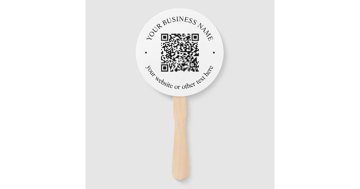 Your Uploaded QR code Plus Editable Circular Text Hand Fan | Zazzle