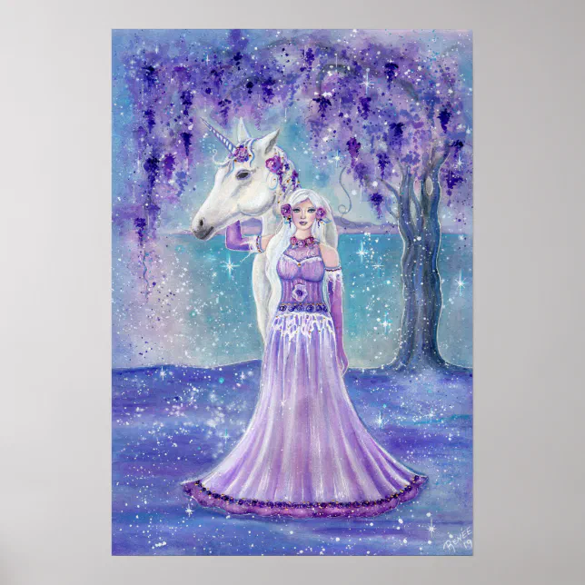 Zephyr unicorn and fairy art By Renee Lavoie Poster | Zazzle