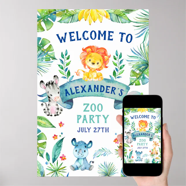 Zoo party welcome sign, Jungle Poster | Zazzle