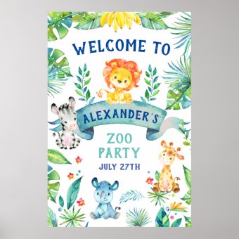 Zoo party welcome sign, Jungle Poster | Zazzle