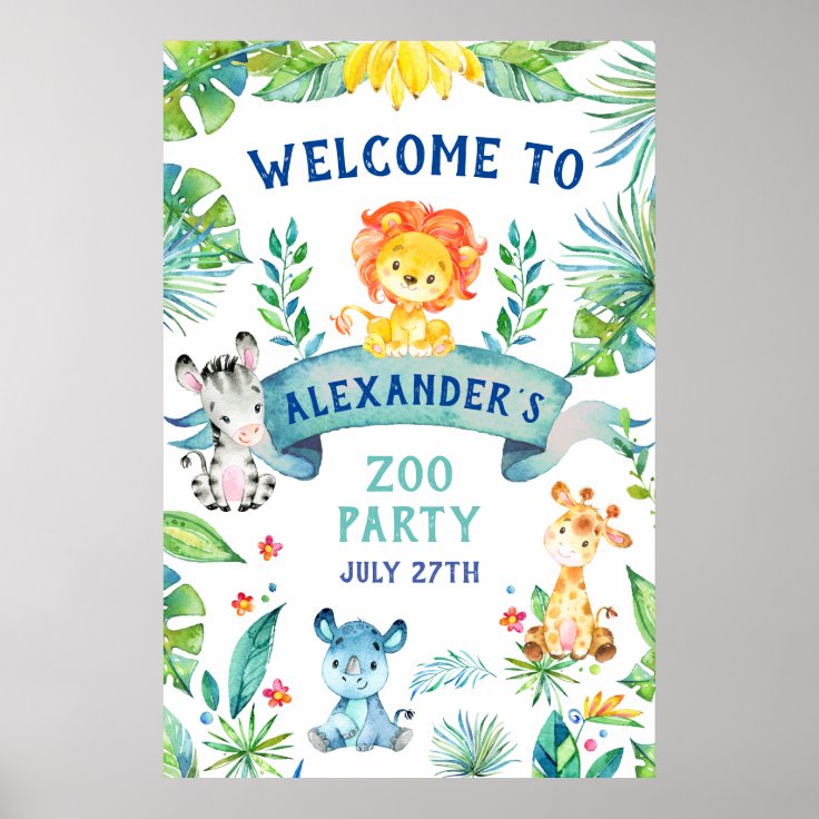 Zoo party welcome sign, Jungle Poster | Zazzle